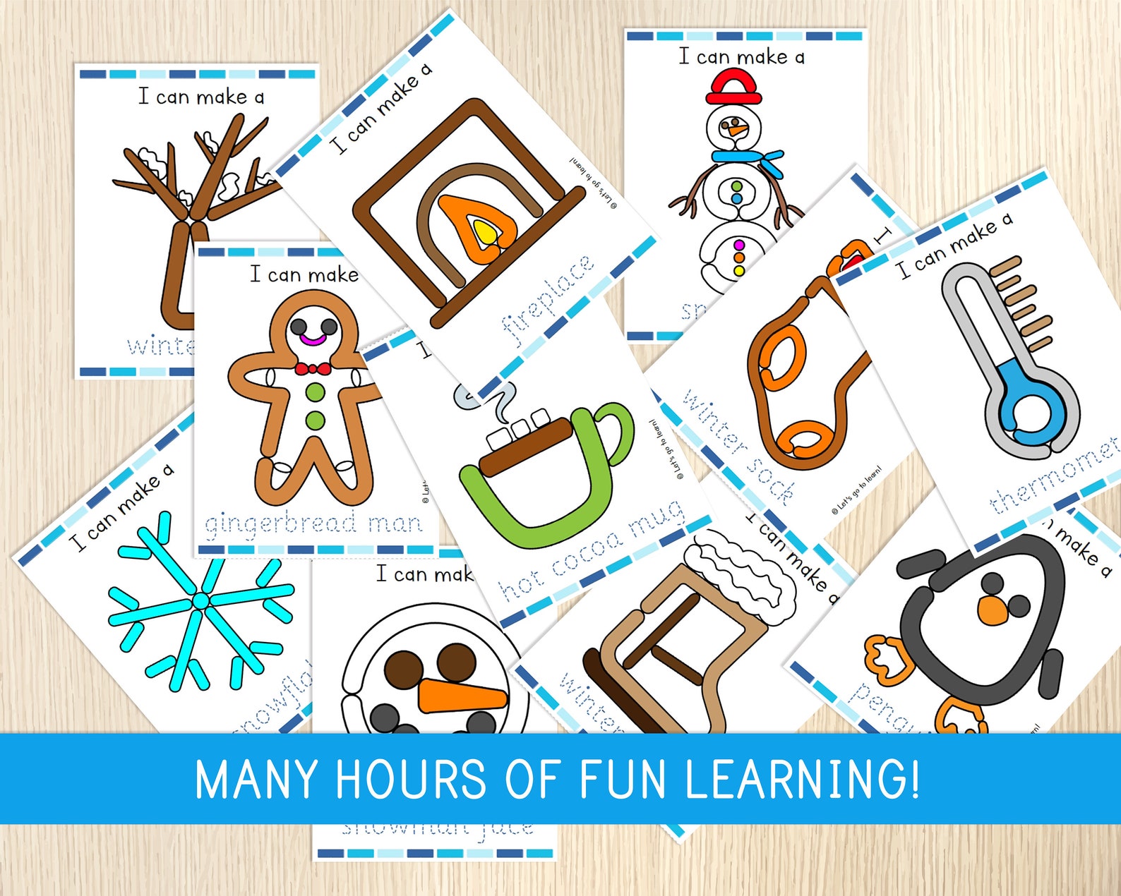 Winter Playdough Mats, 20 Visual Cards, Play Doh, Toddler Activity ...