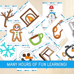 Winter Playdough Mats, 20 Visual Cards, Play Doh, Toddler Activity ...