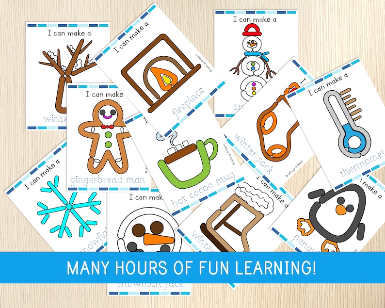 Winter Playdough Mats 20 Visual Cards Play Doh Toddler - Etsy