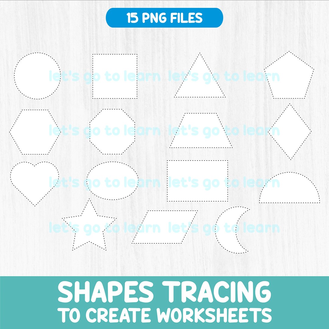 Shapes Tracing Clipart Bundle - 15 PNG Files - High Resolution Outlines ...