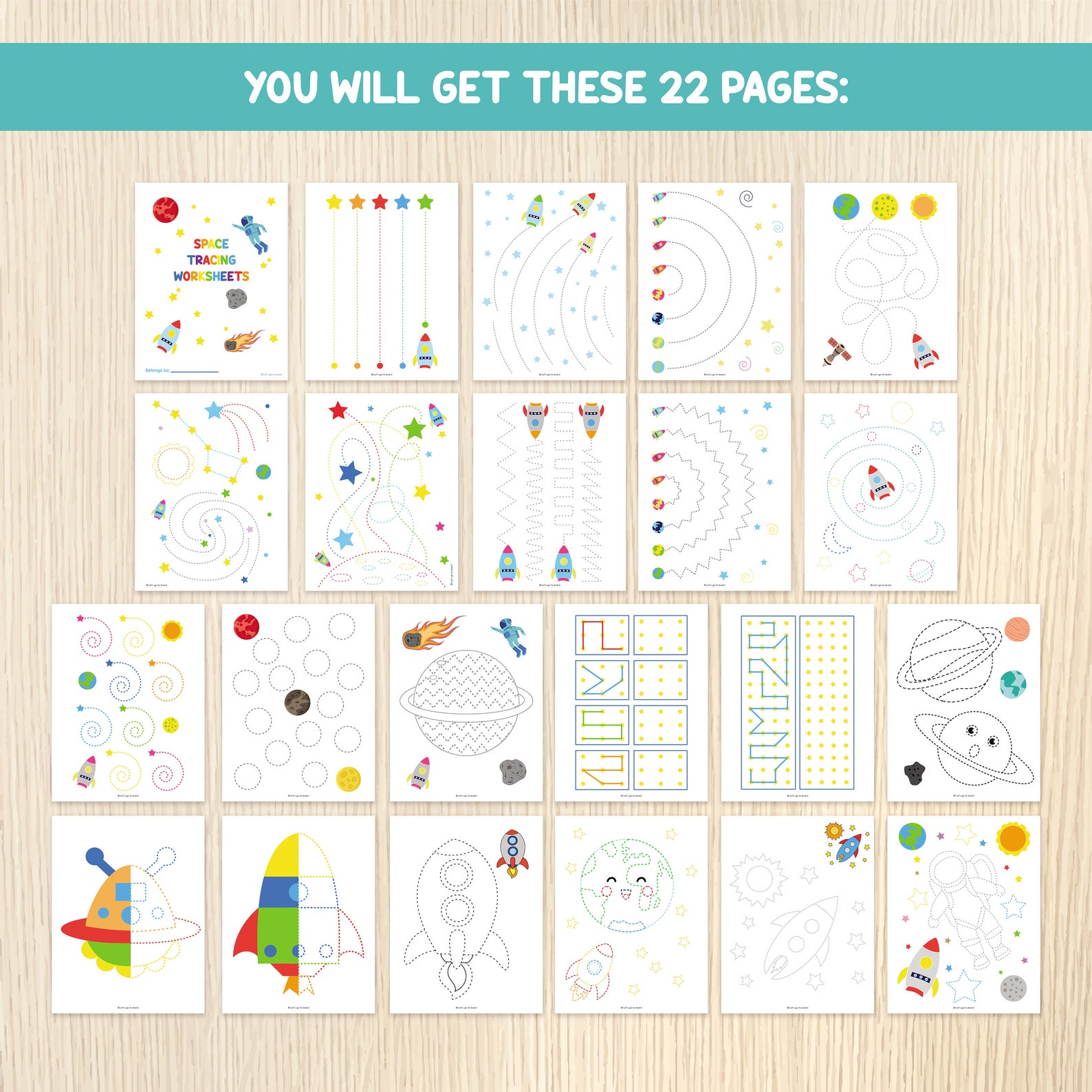 Tracing Practice, Space Themed, Pre-writing Worksheets, Line Tracing ...