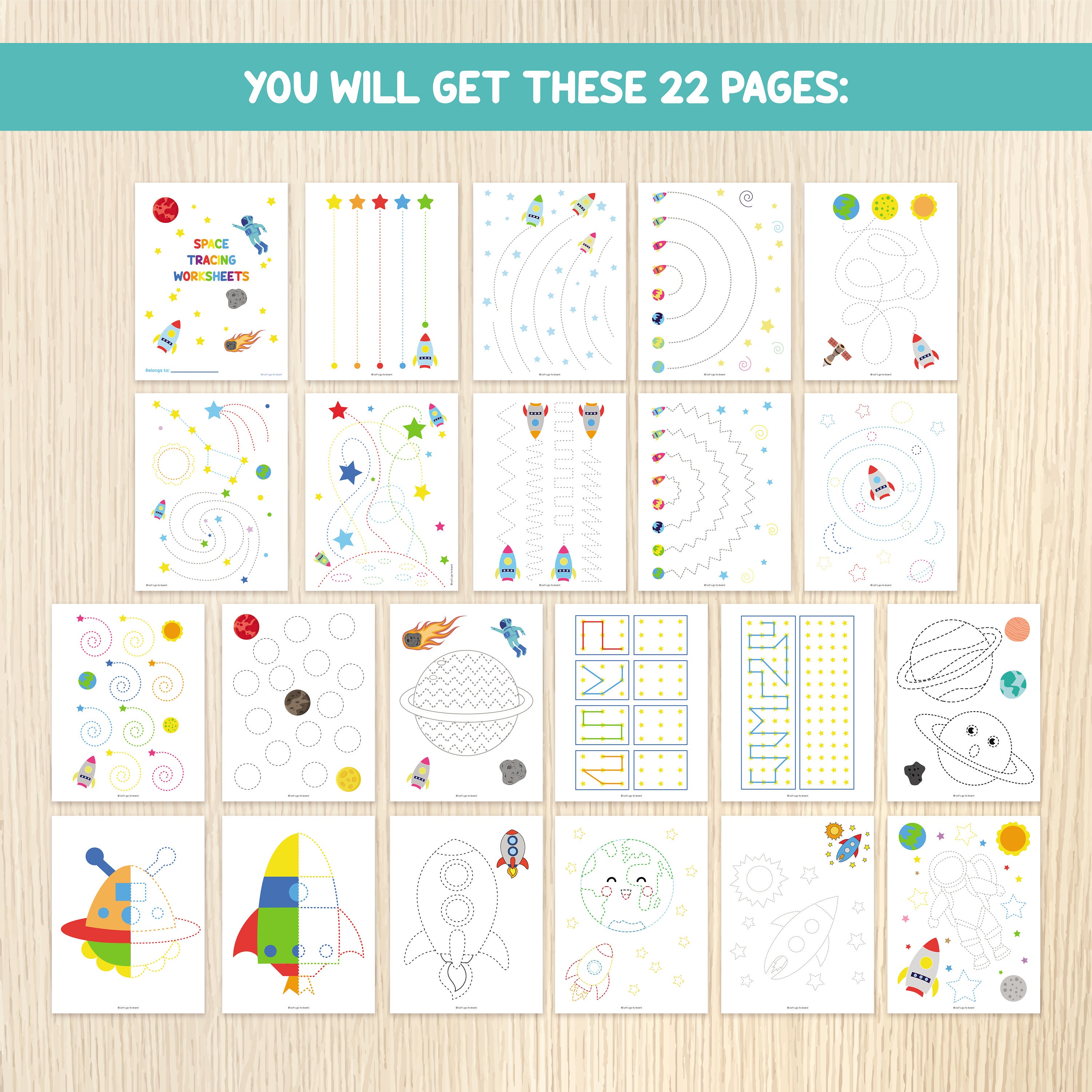 Tracing Practice, Space Themed, Pre-writing Worksheets, Line Tracing ...