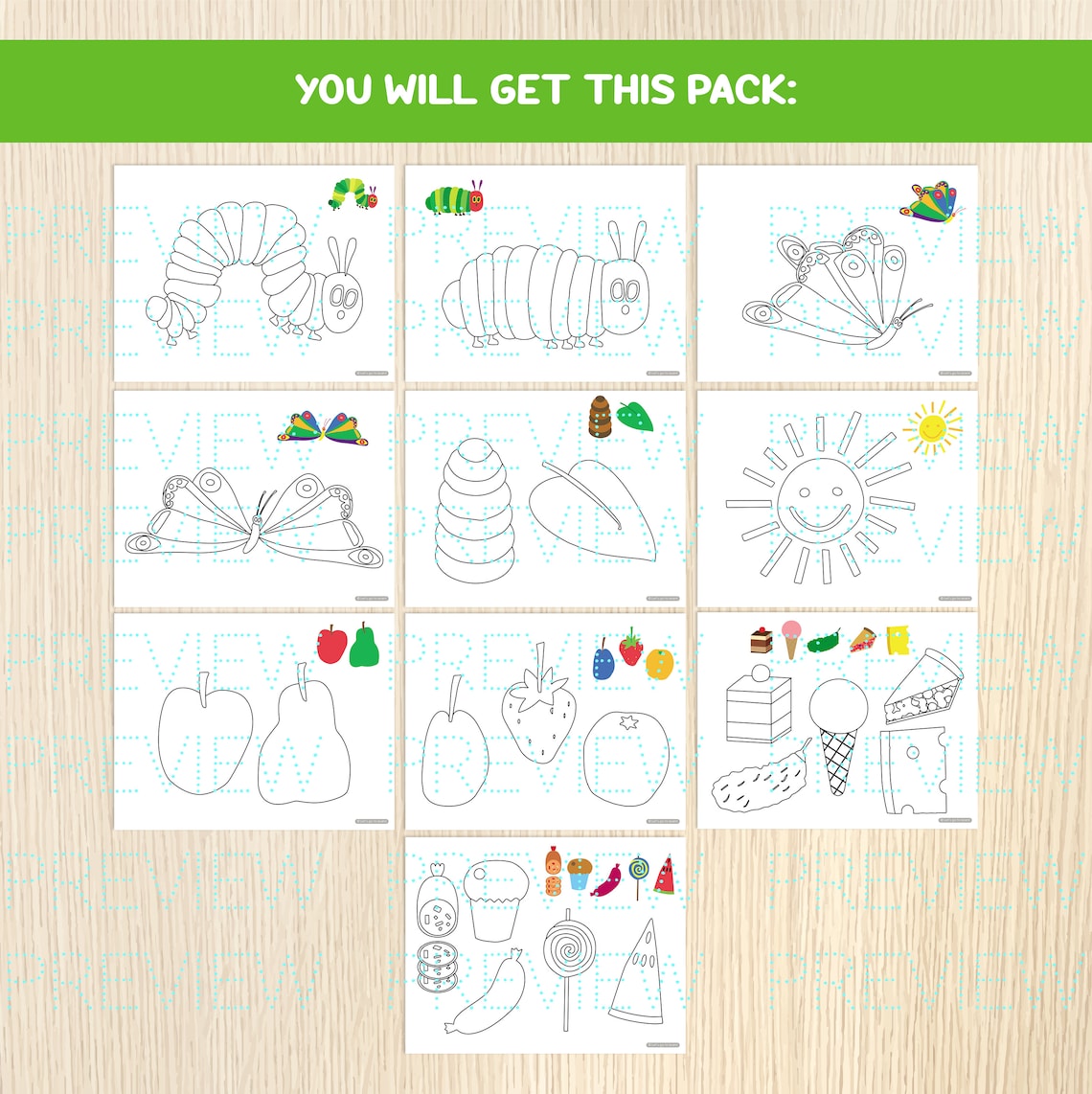 The Very Hungry Caterpillar Coloring Pages, 10 Coloring Sheets, Fine ...
