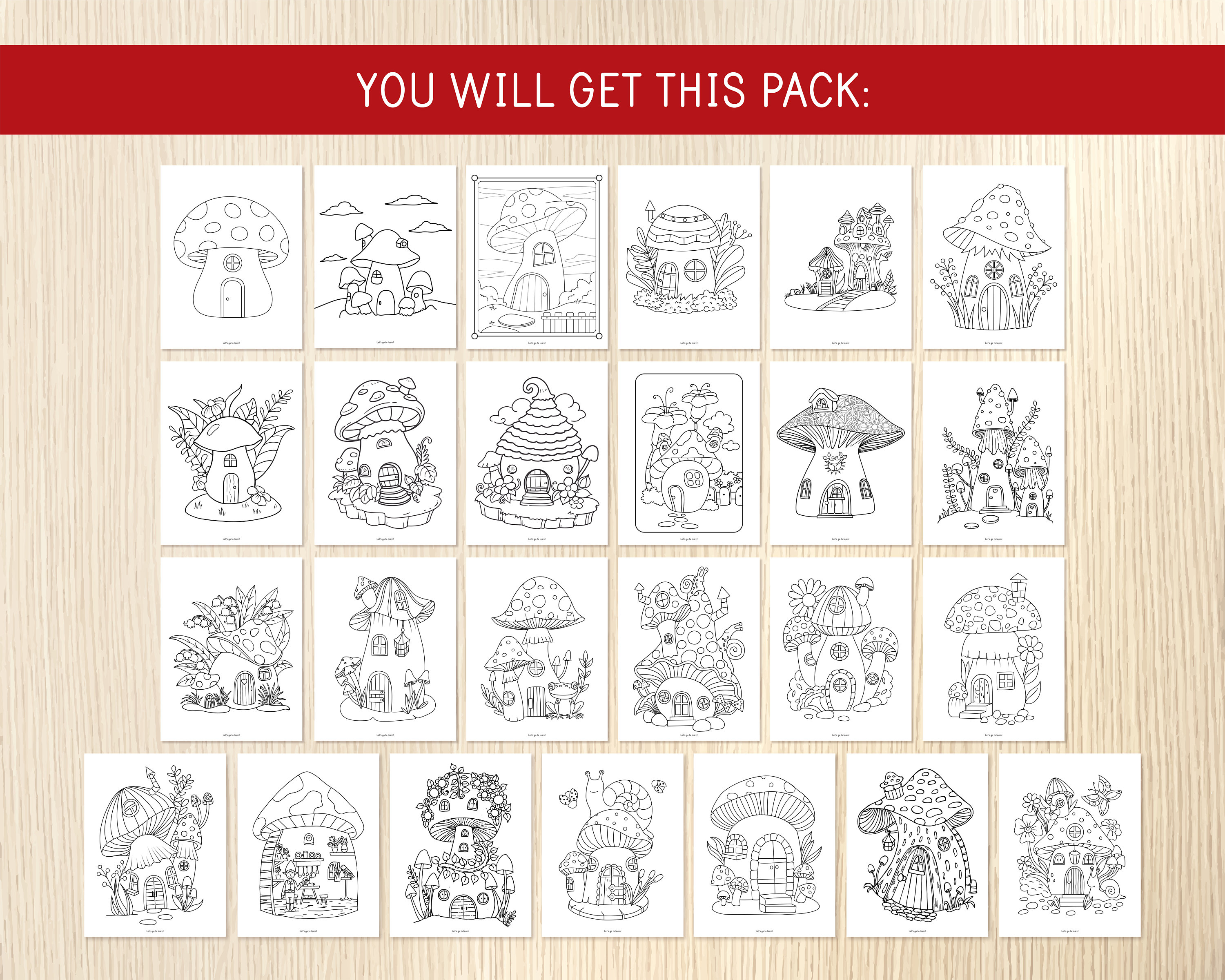 Mushroom Houses Coloring Pages Fairy & Gnome Houses Spring - Etsy