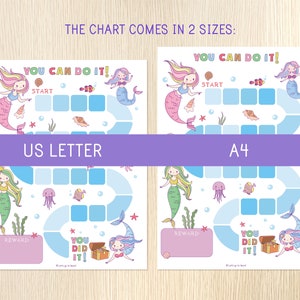 Mermaid Reward Chart, Sticker Chart, Toddler, Preschool, Potty Training ...