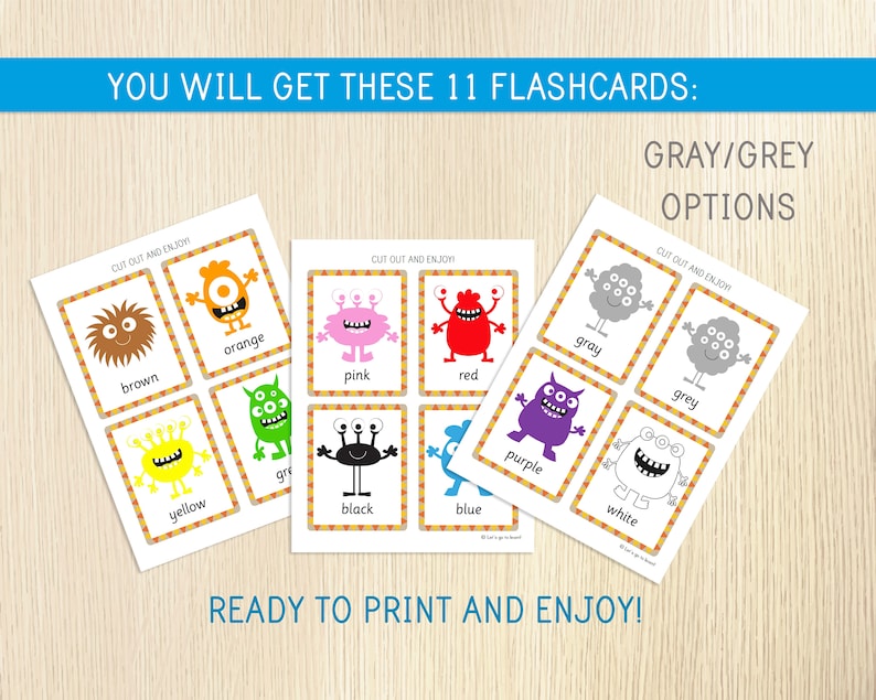 Color Flashcards Monsters Colors for Toddlers Learning - Etsy