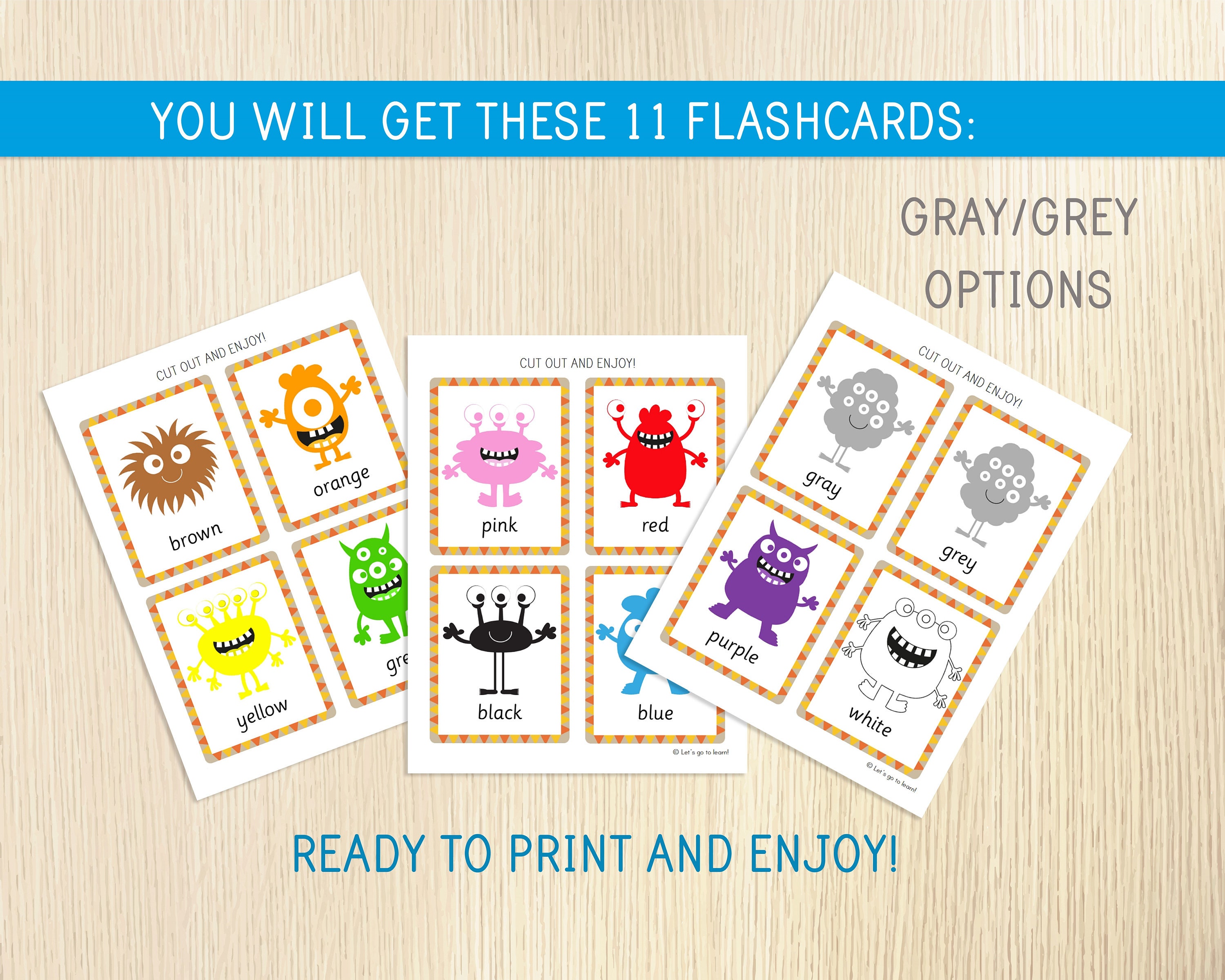 Color Flashcards - Monsters - Colors for Toddlers - Learning Cards for ...