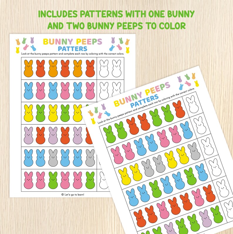 Bunny Peeps Patterns Worksheets – Easter Patterns Activity for ...