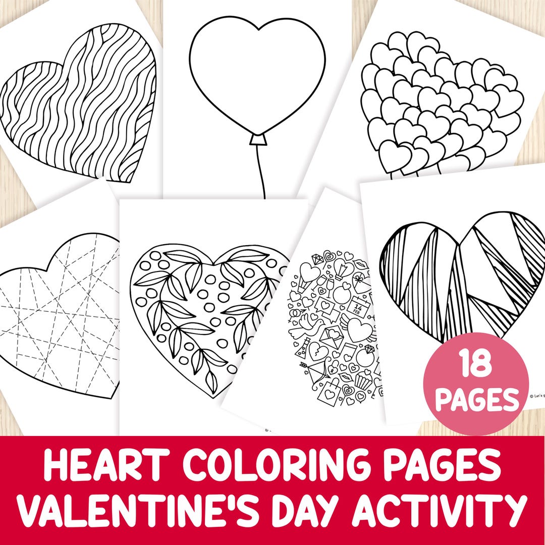 Heart Coloring Pages, Valentine's Day Activity, Coloring Pages for Kids ...