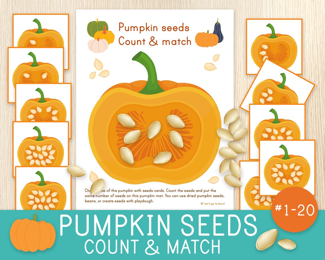Pumpkin Seeds, Count and Match Game, Numbers 1-20, Fall - Autumn ...
