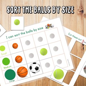 Sort the Balls by Size Worksheet Kids Activity Preschool | Etsy
