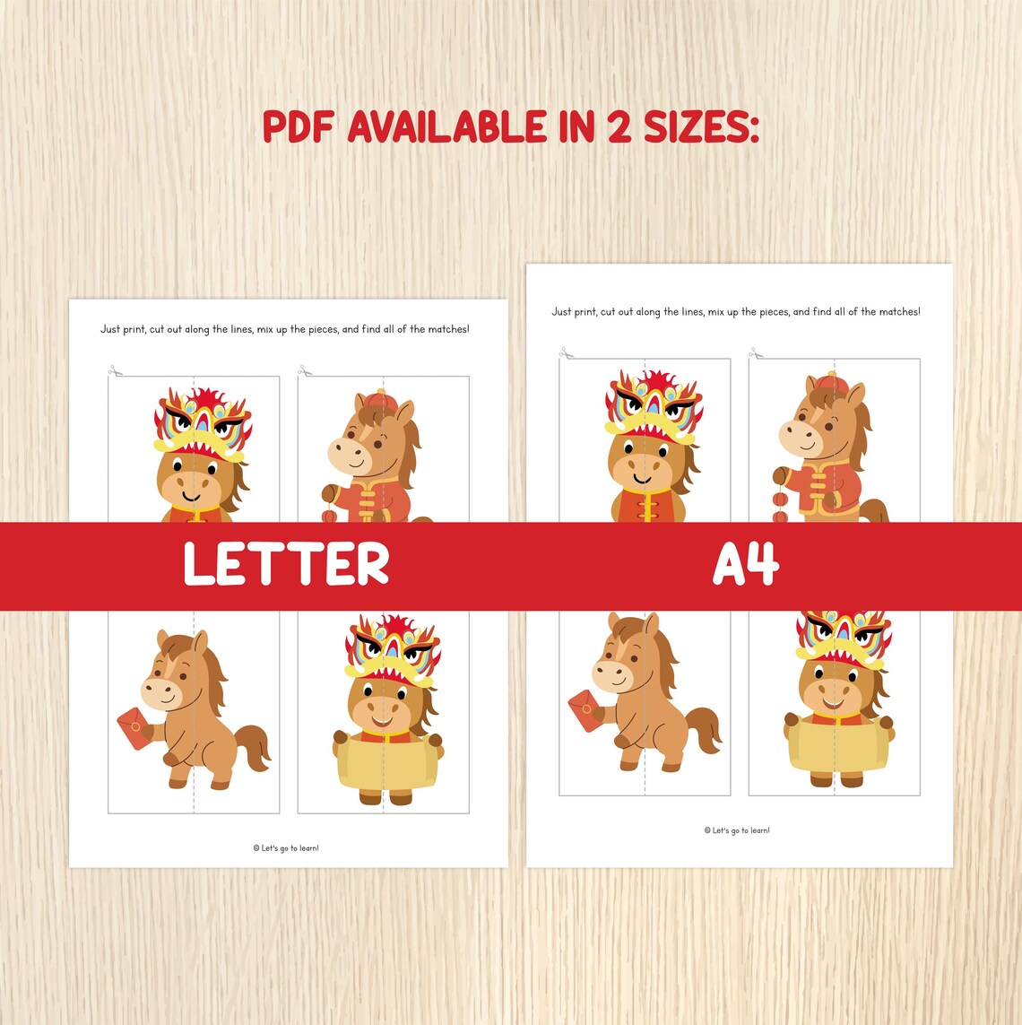 Chinese New Year Matching Game - 2026 Year of the Horse Activity - Cute ...