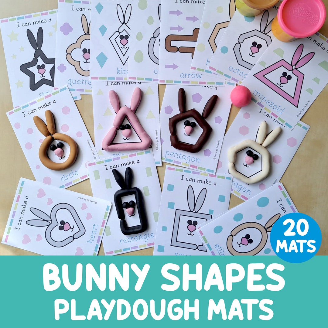 Easter Bunny Shapes Playdough Mats - Play Doh Activity - 20 Visual ...