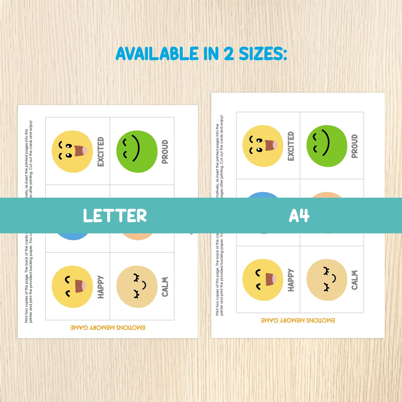 Emotions Memory Game for Kids - Feelings Flashcards Matching Activity ...