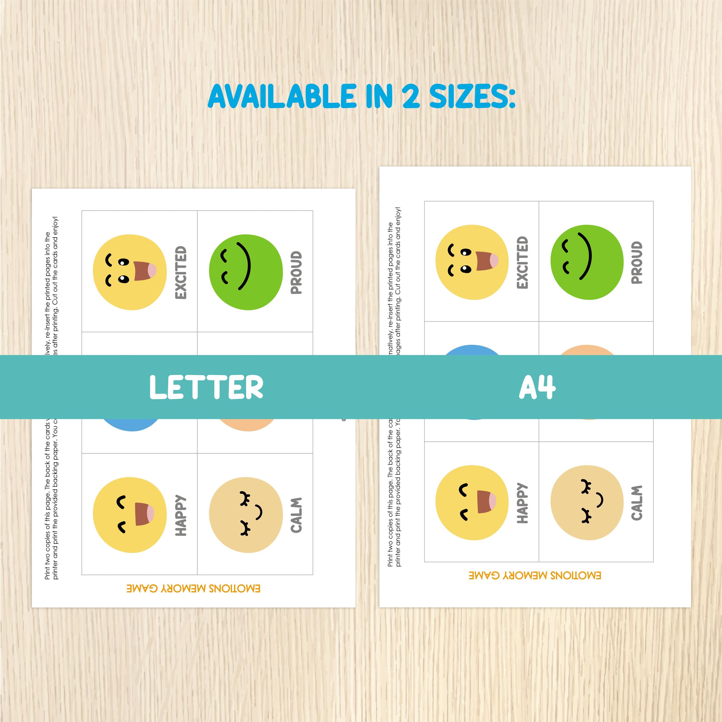 Emotions Memory Game for Kids - Feelings Flashcards Matching Activity ...