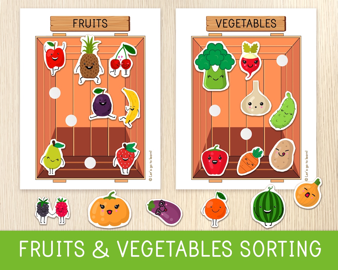 Fruits & Vegetables Sorting Activity - Preschool Worksheets - Toddler ...