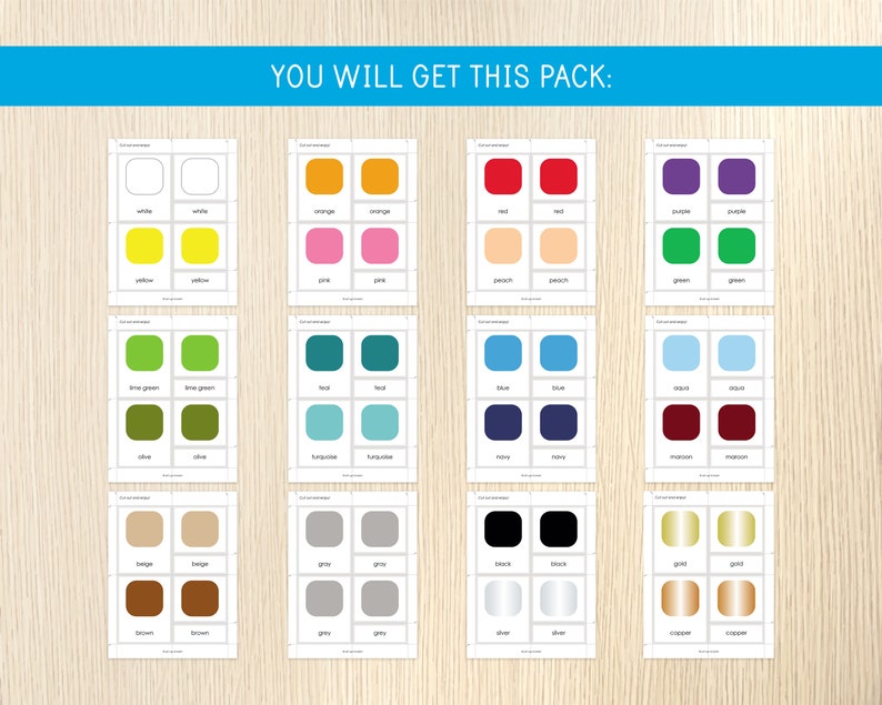 Colors 3-part Cards Nomenclature Cards Colors Recognition - Etsy