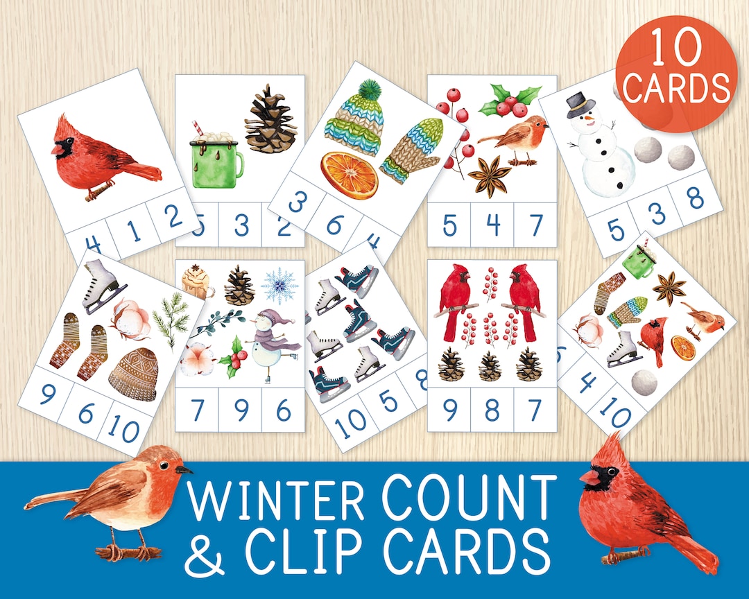 Winter Count and Clip Number Cards 1-10, Toddler, Preschool Activity ...