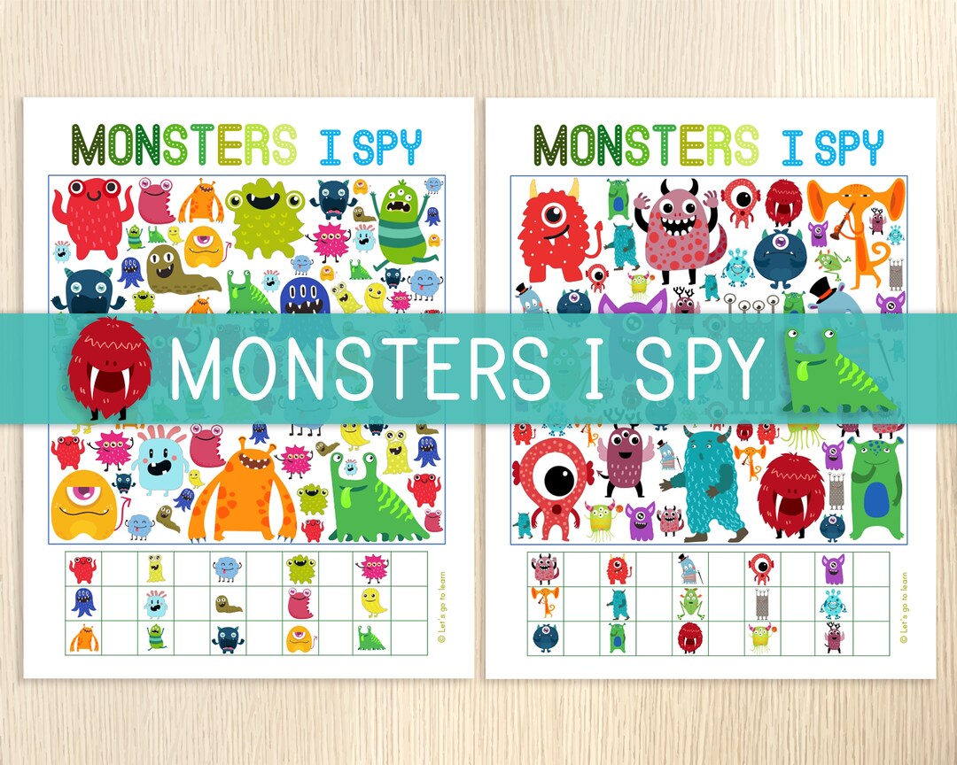 Monsters I Spy, 2 Printable Games, Seek and Find, Look and Find, Party ...