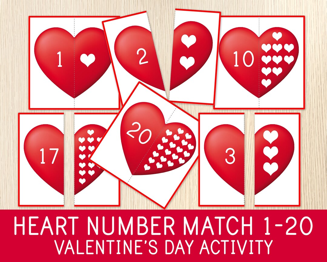 Valentine's Day Counting Activity - Valentines Day Number Matching ...