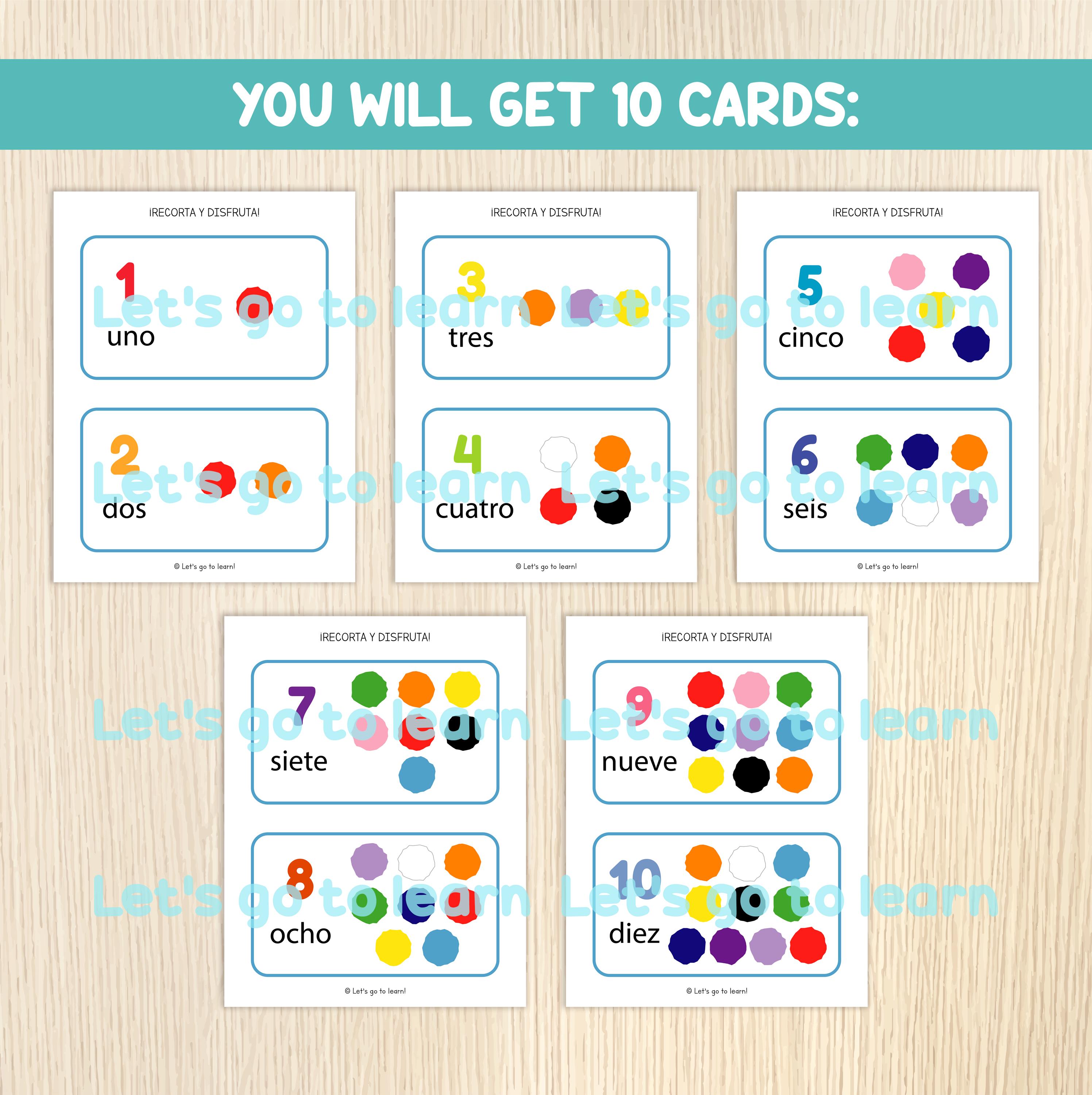 Counting & Color Activity With Pom Poms in SPANISH, Numbers 1-10 ...