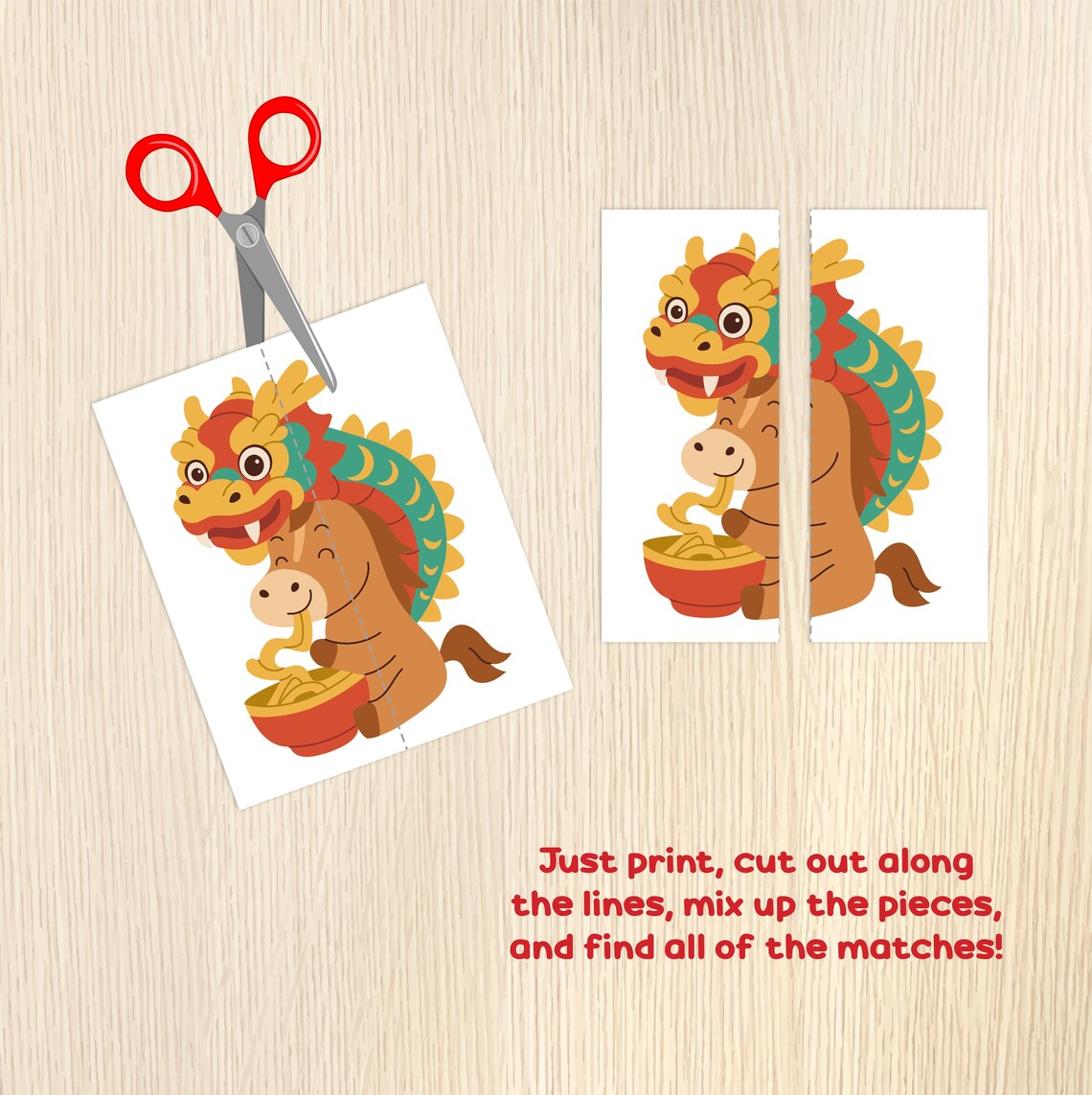 Chinese New Year Matching Game - 2026 Year of the Horse Activity - Cute ...