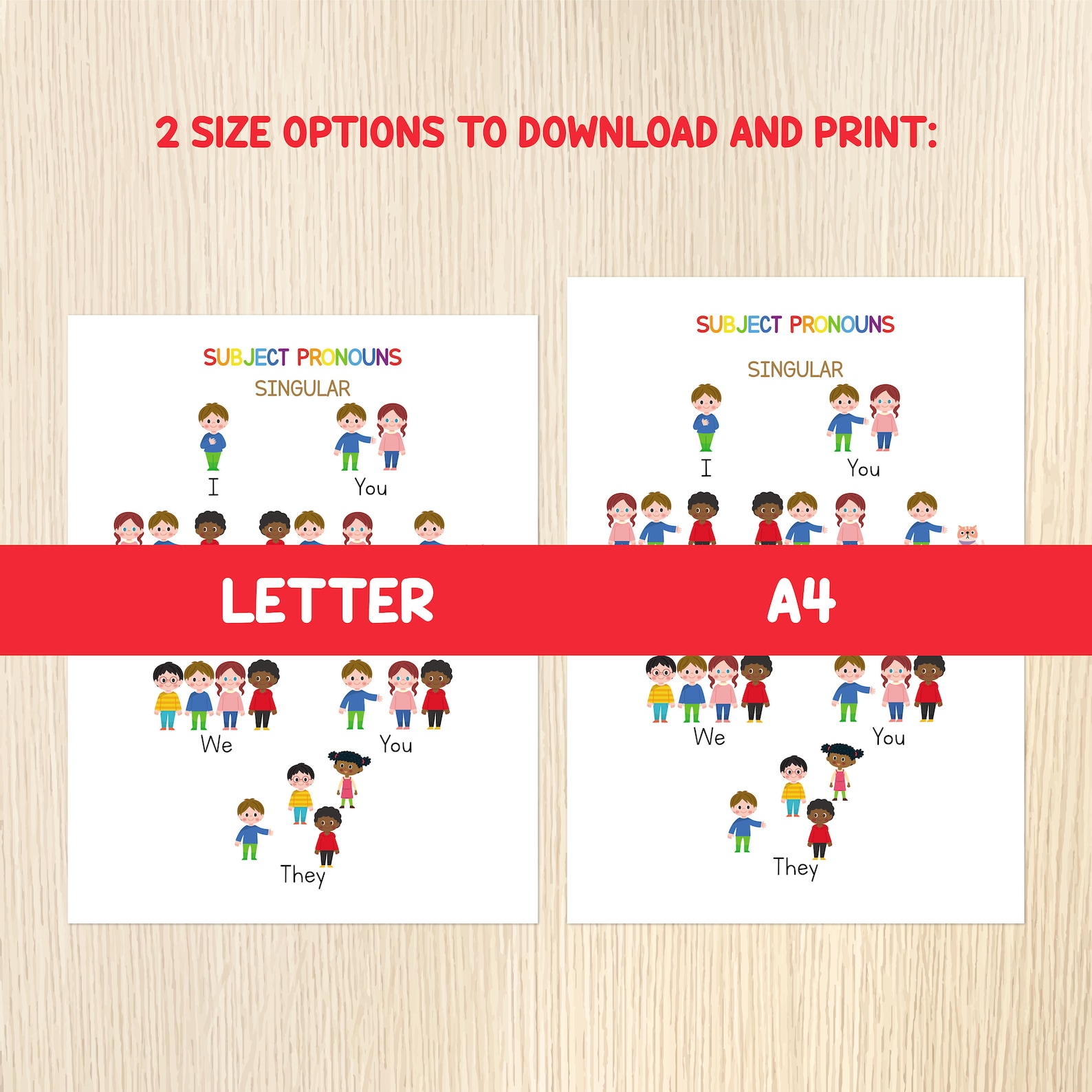 Subject Pronouns Posters, 9 Printable Charts, Home & Classroom Decor ...