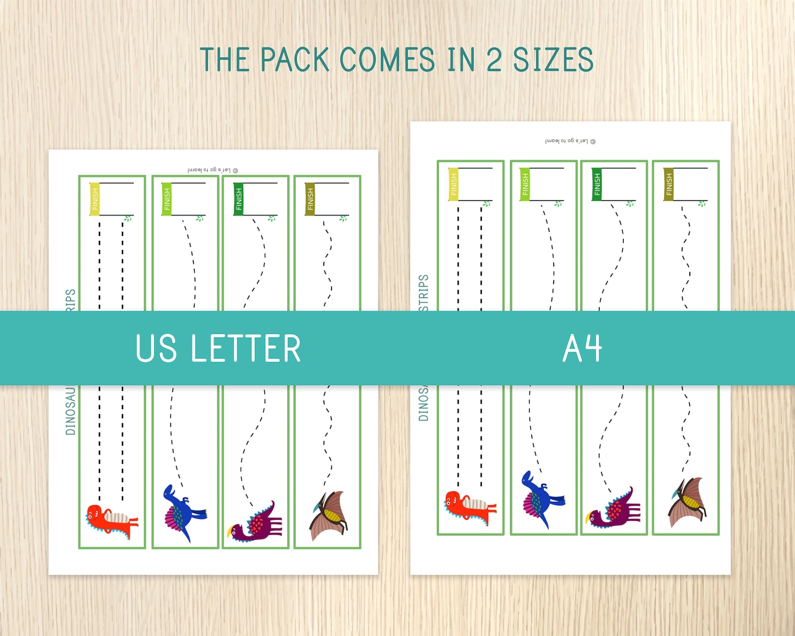 Dinosaurs Tracing Strips, Tracing Practice, Toddler, Preschool ...