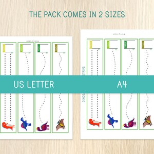 Dinosaurs Tracing Strips, Tracing Practice, Toddler, Preschool ...