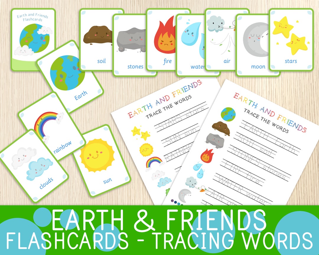 Earth Day Flashcards & Tracing Words Worksheets, Earth Day Activity ...