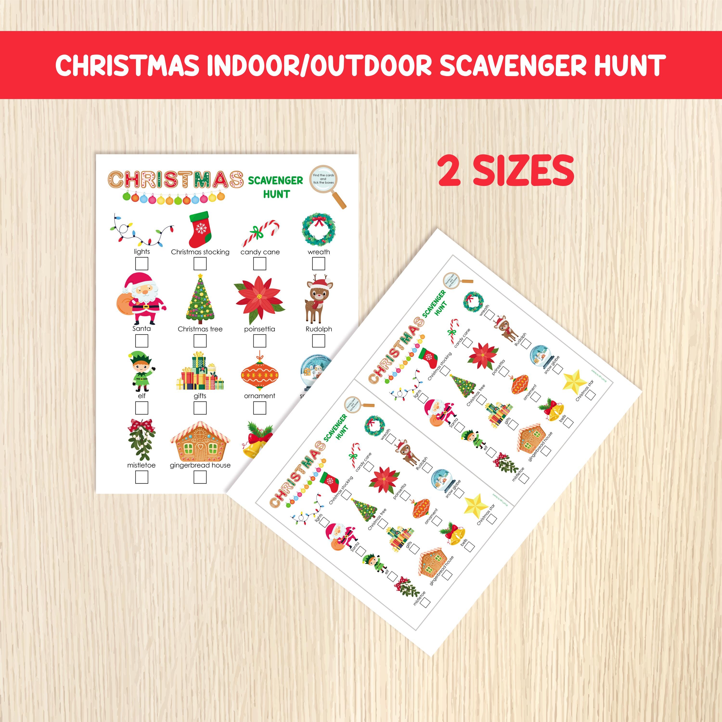 Christmas Scavenger Hunt With Cards to Hide, Indoor Outdoor Treasure ...