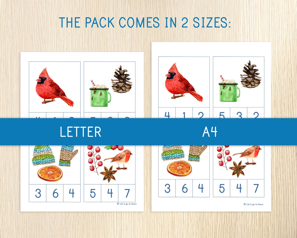 Winter Count and Clip Number Cards 1-10 Toddler Preschool | Etsy