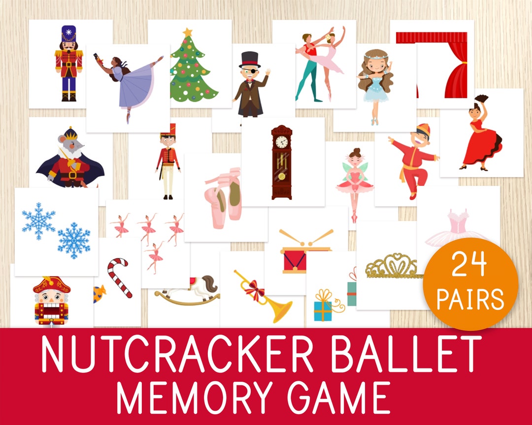 Nutcracker Ballet Memory Game, 24 Pairs, Matching Activity, Christmas ...