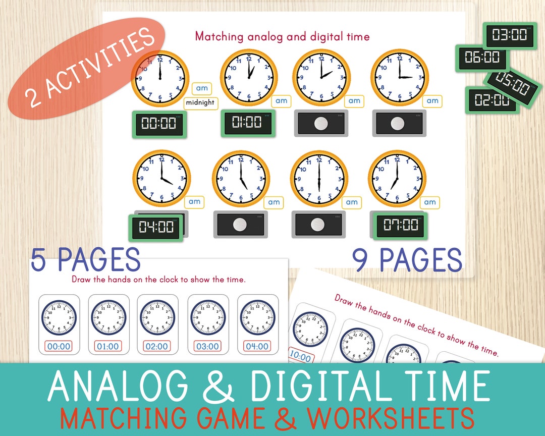 Telling Time Practice, Analog & Digital Time, Matching Game and ...
