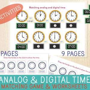 Telling Time Practice, Analog & Digital Time, Matching Game and ...