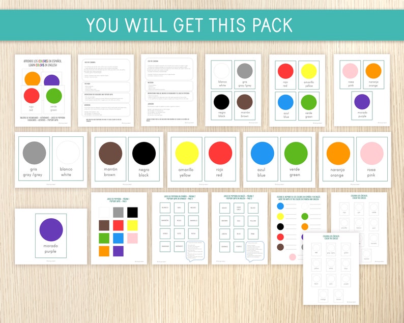 SPANISH-ENGLISH BUNDLE 1 Colors Numbers Emotions Weather - Etsy