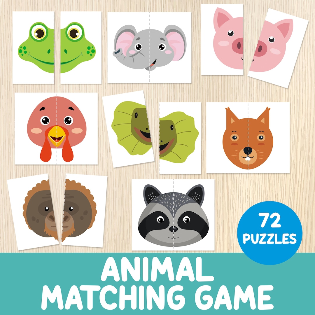 Animal Matching Game for Kid - 72 Cute Animals Puzzles - Toddler ...