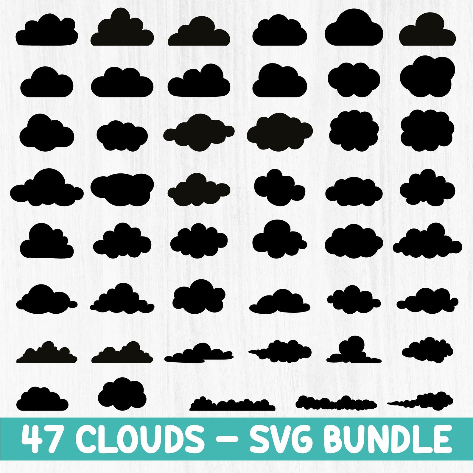 Clouds SVG Bundle - Cloud Set for Crafts - Vector Designs Pack - Clouds ...