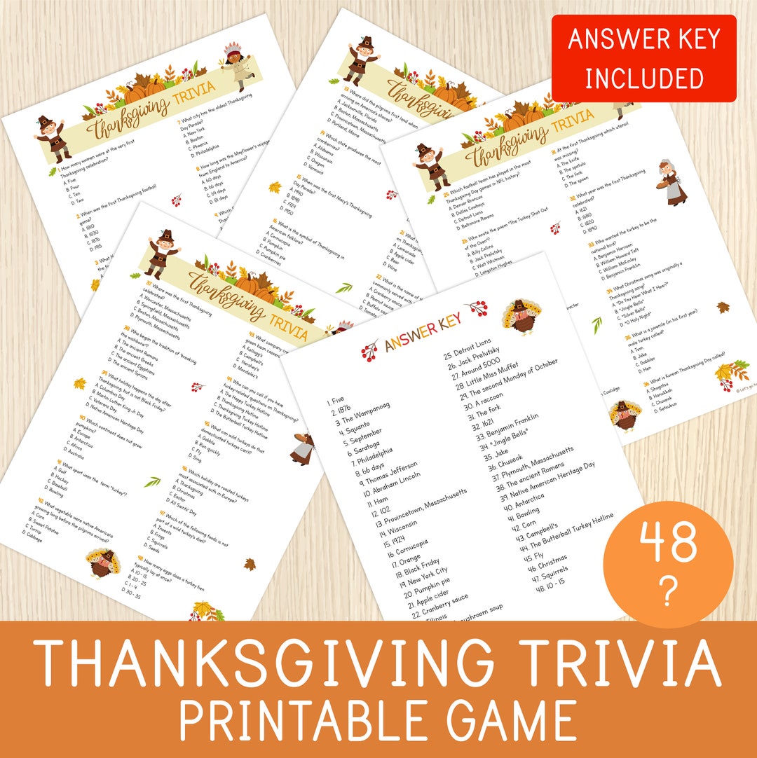 Juego de trivia de Acción de Gracias, Juegos de fiesta, Juegos de ...