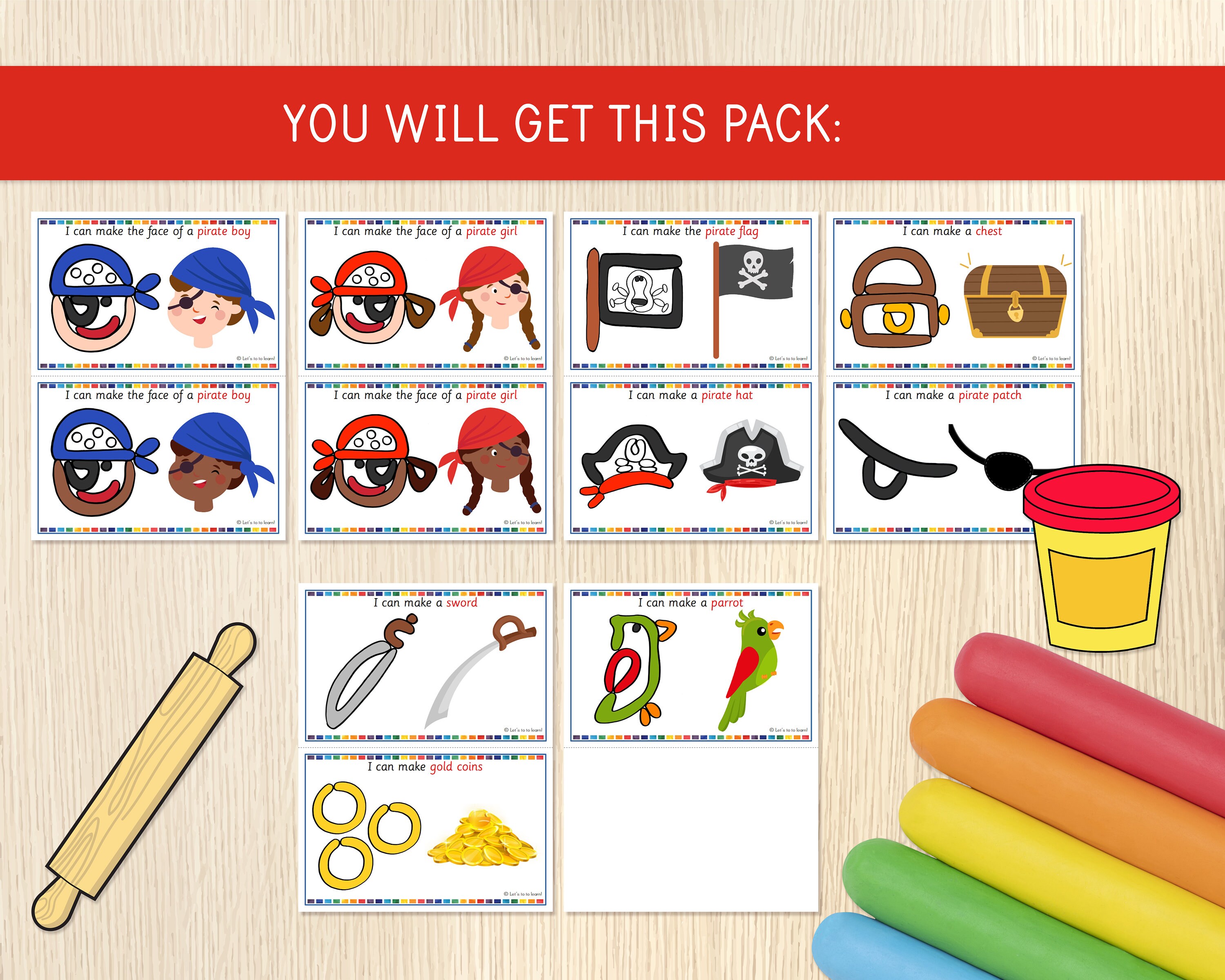 Pirates Playdough Mats, Play Doh, Preschool, Kindergarten Activity ...