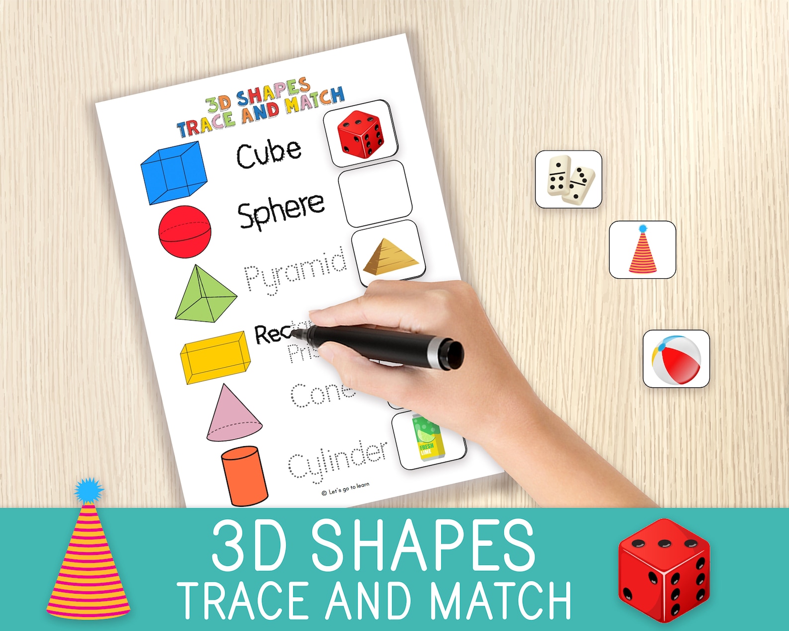 3D Shapes Trace and Match Activity Geometry Worksheet | Etsy