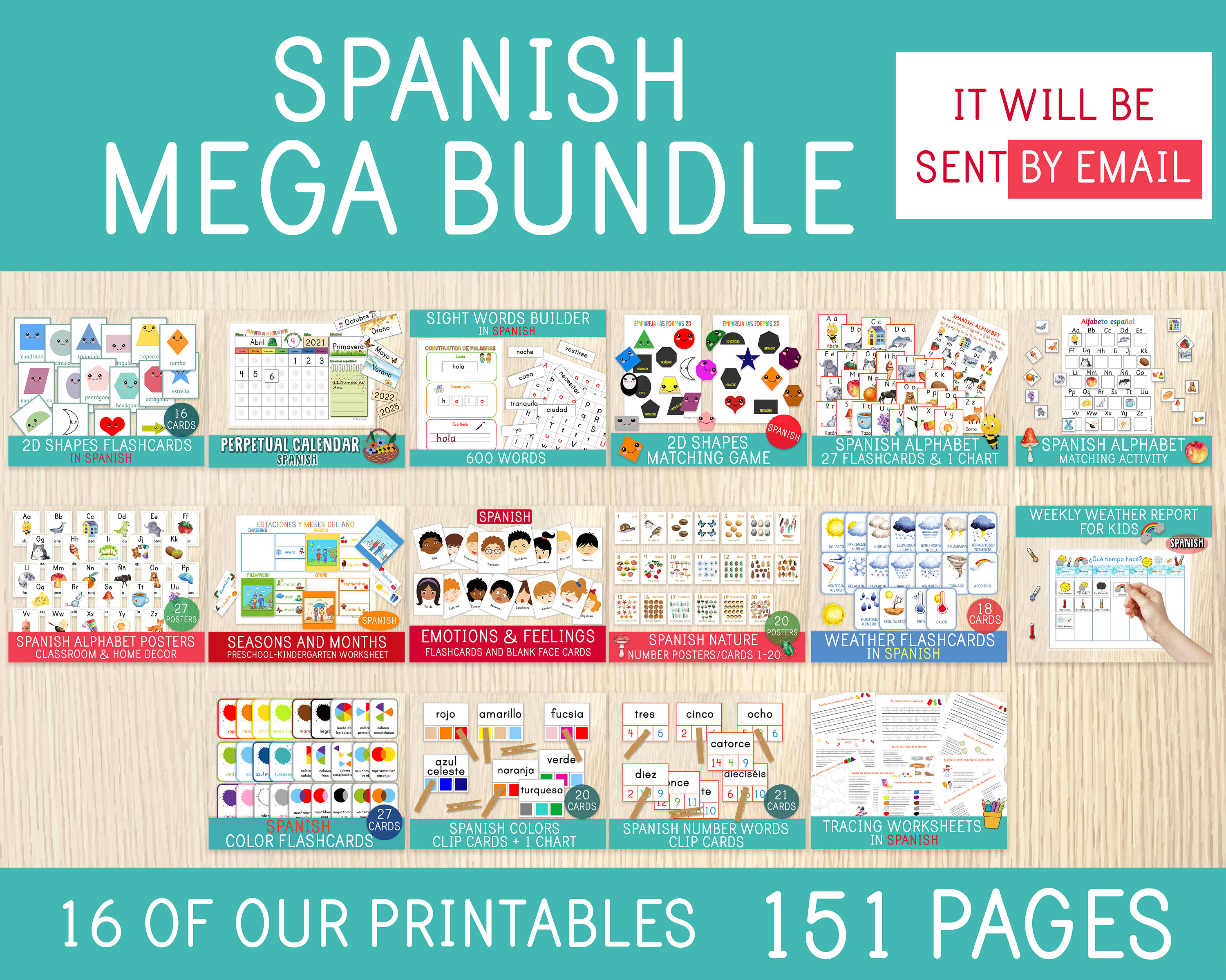 Spanish MEGA BUNDLE - Spanish Worksheets - Flashcards, Calendar ...
