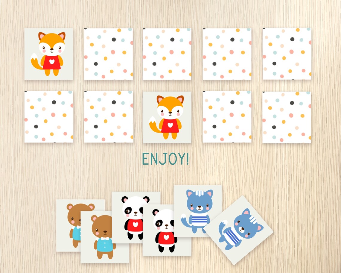 Animals Memory Game Toddler Matching Activity Preschool - Etsy
