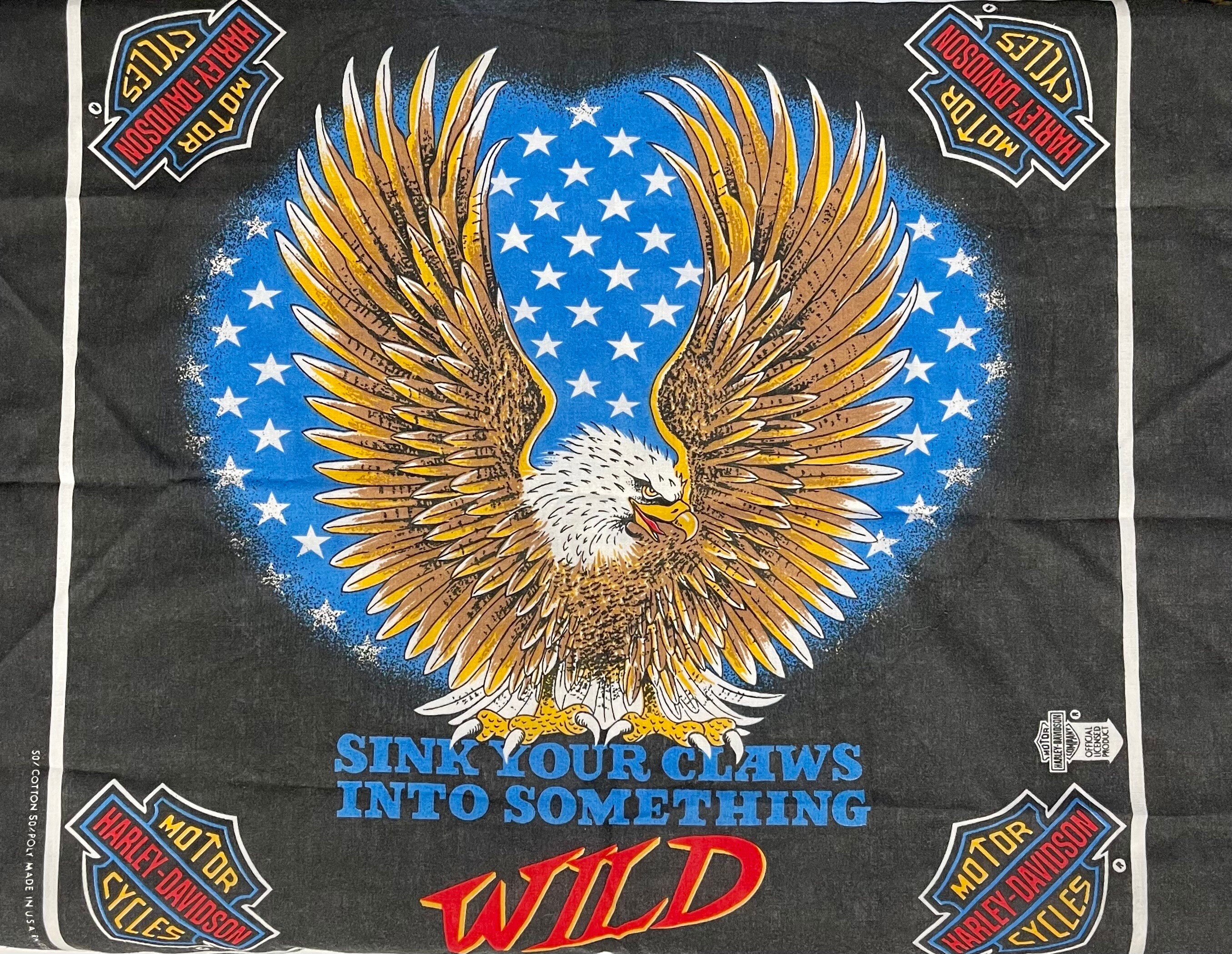 Vintage Harley Davidson Eagle Logo Bandana “sink Your Claws Into ...