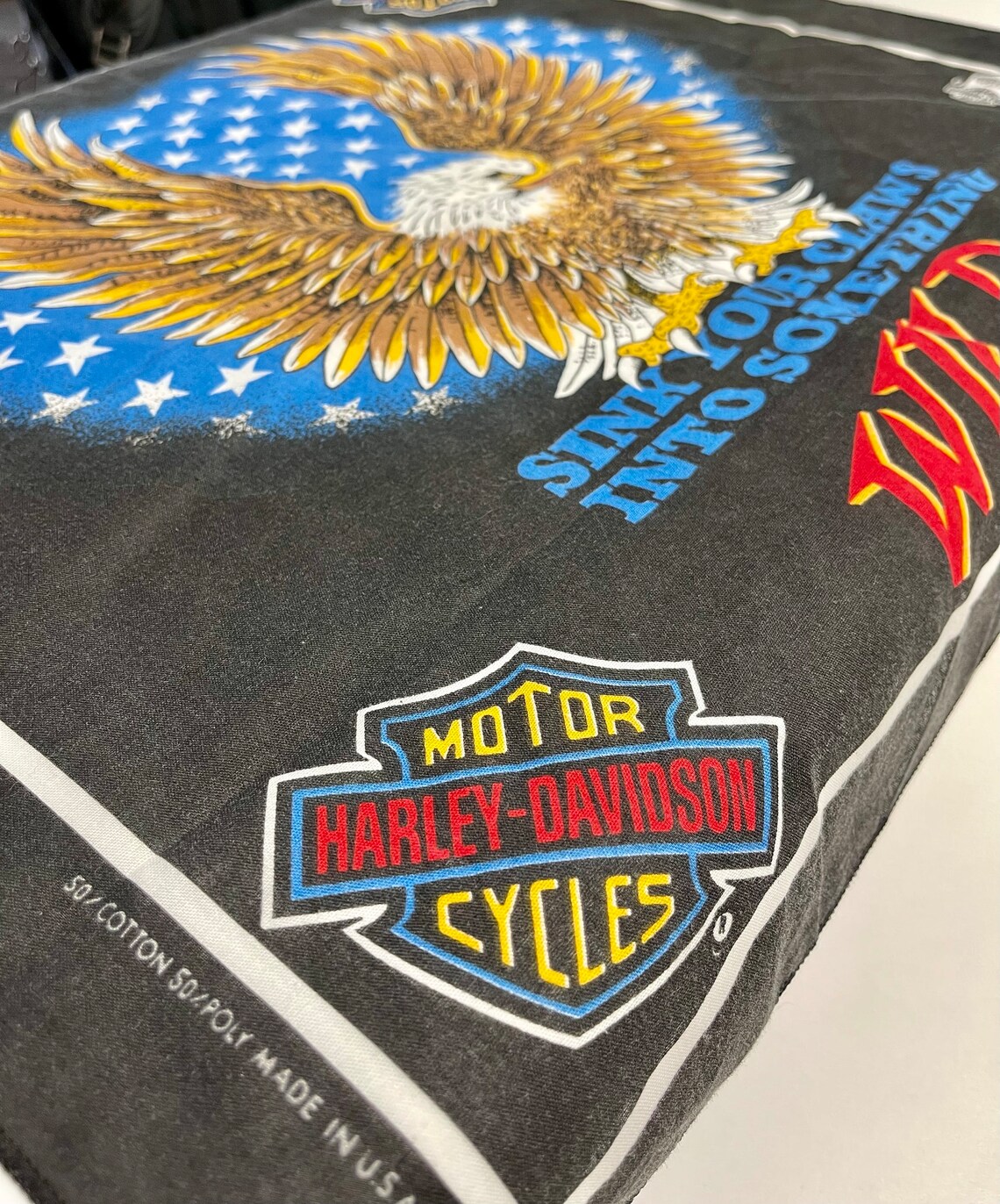 Vintage Harley Davidson Eagle Logo Bandana “sink Your Claws Into ...