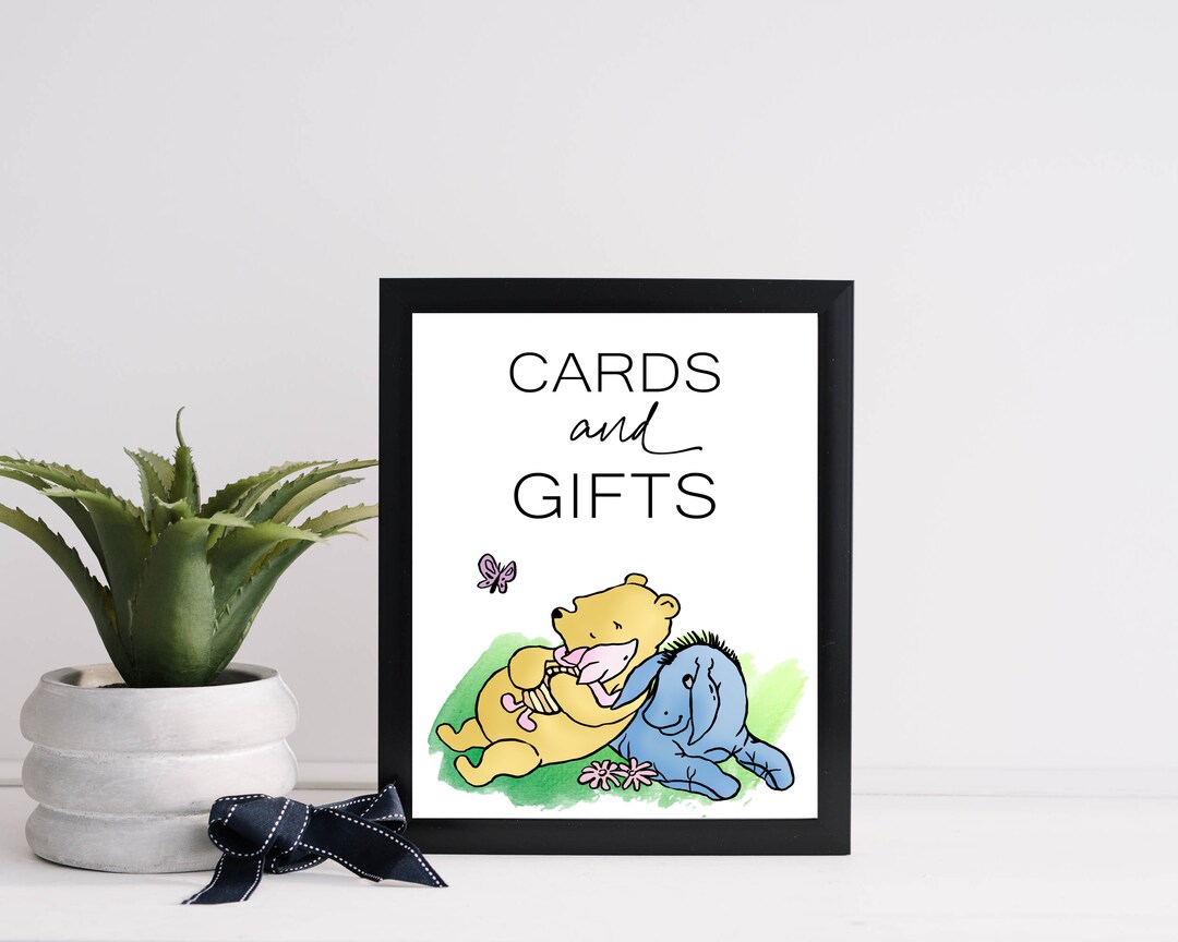 Winnie the Pooh Cards and Gifts A4 Print I Baby Shower Accessories I A4 ...