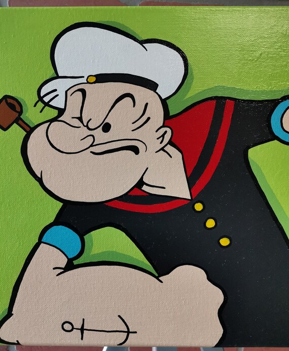 Popeye Hand Painted on a 12in X 12in Canvas Parody Art - Etsy