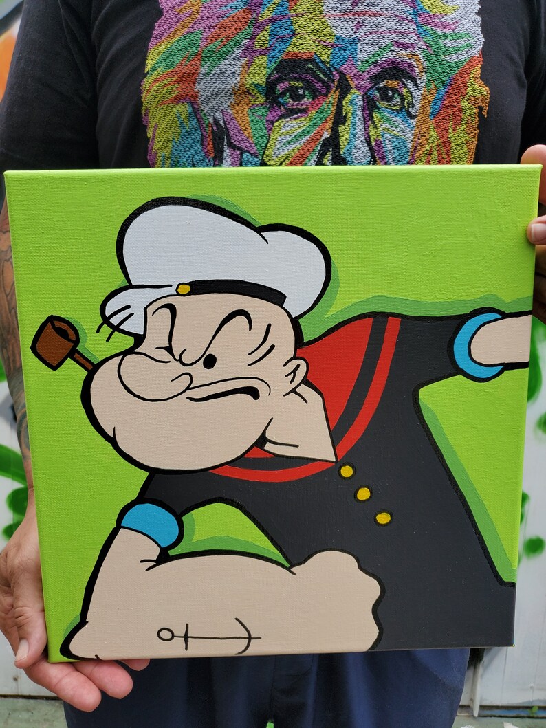 Popeye Hand Painted on a 12in X 12in Canvas Parody Art - Etsy