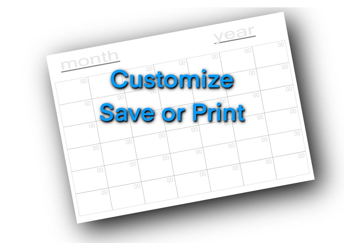 Customisable Monthly Planner Template, Calendar Template - Any Month ...