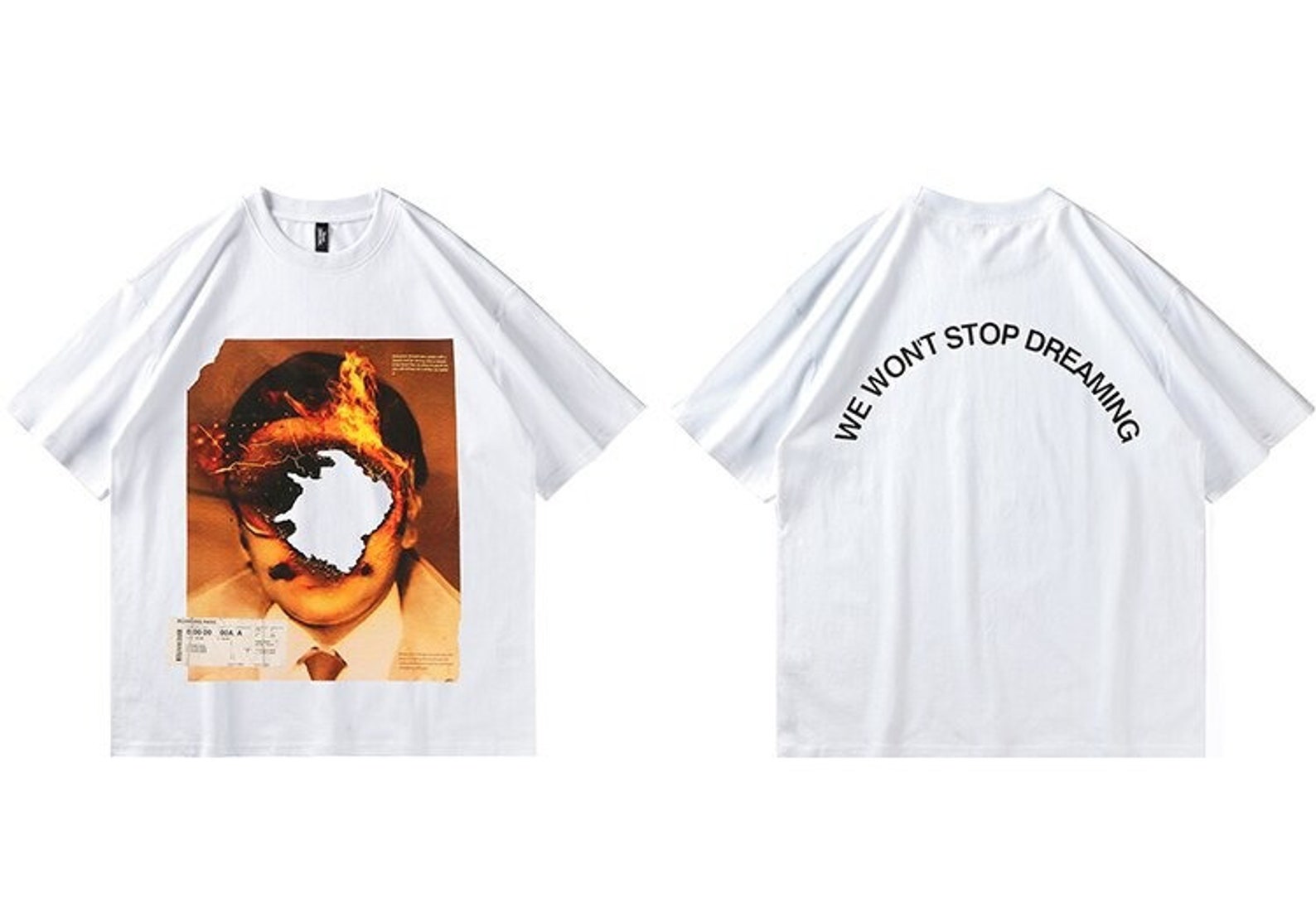 Streetwear Fire Flame Burning Letter Print T-Shirt For | Etsy